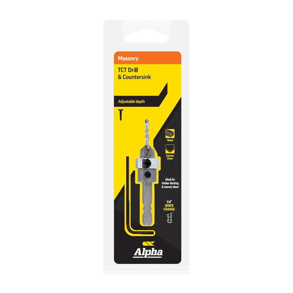 DRILL ALPHA 6.0mm TCT COUNTERSINK BIT | Warehouse Building Supplies