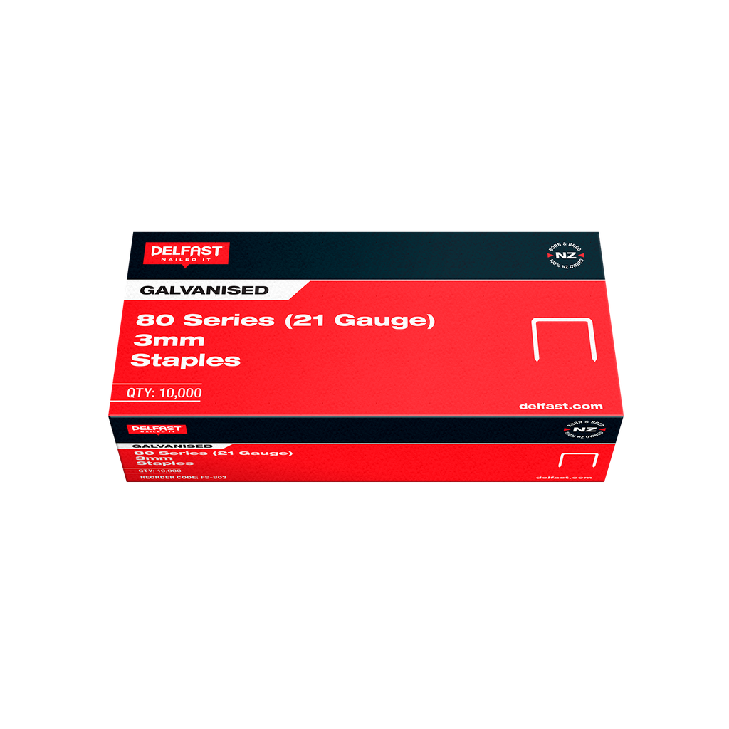 DELFAST GALV 80 SERIES STAPLES 3MM 21GA | Warehouse Building Supplies